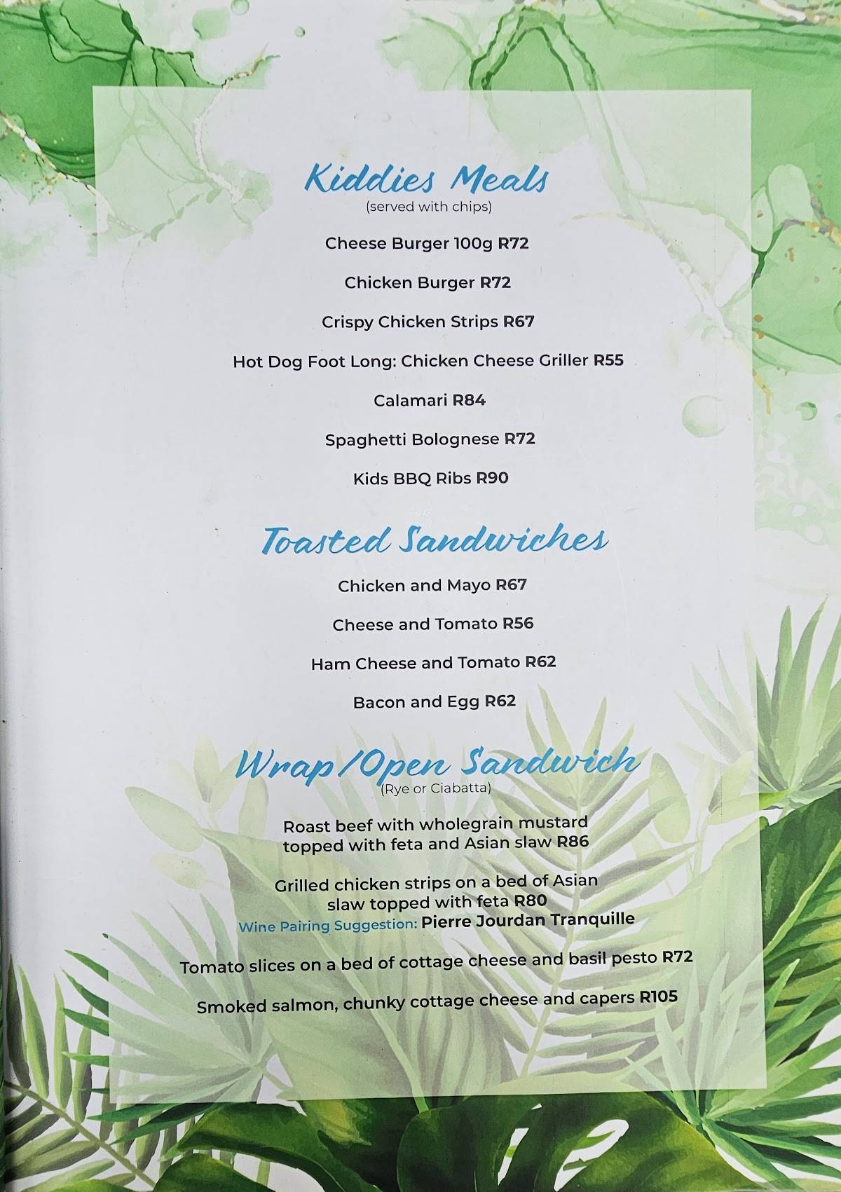 Menu at Raffia Restaurant Zinkwazi, Nkwazi