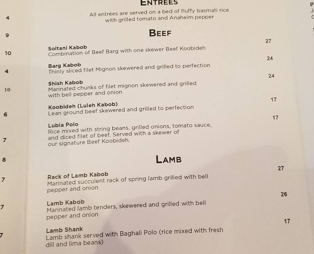 Menu at Raffi's Place restaurant, Glendale