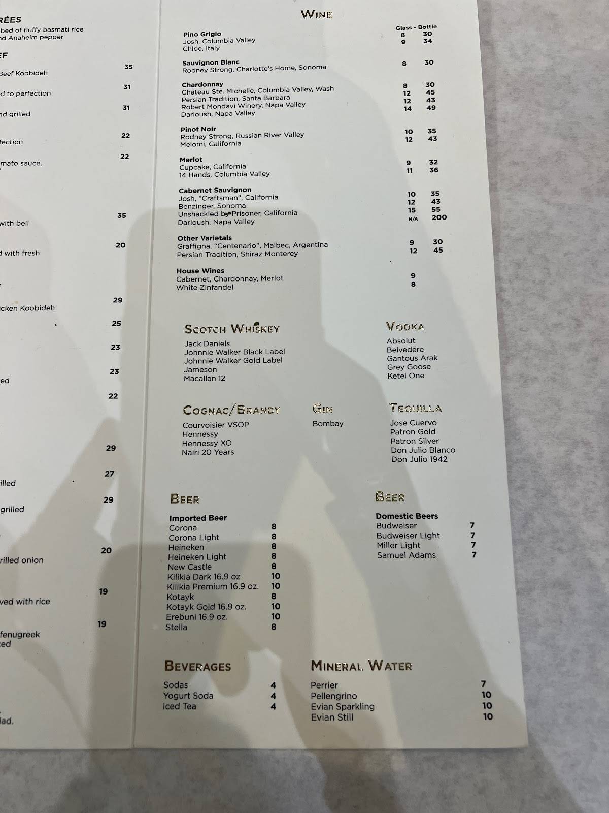 Menu at Raffi's Place restaurant, Glendale