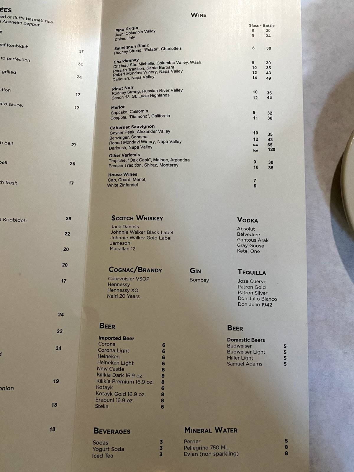 Menu at Raffi's Place restaurant, Glendale