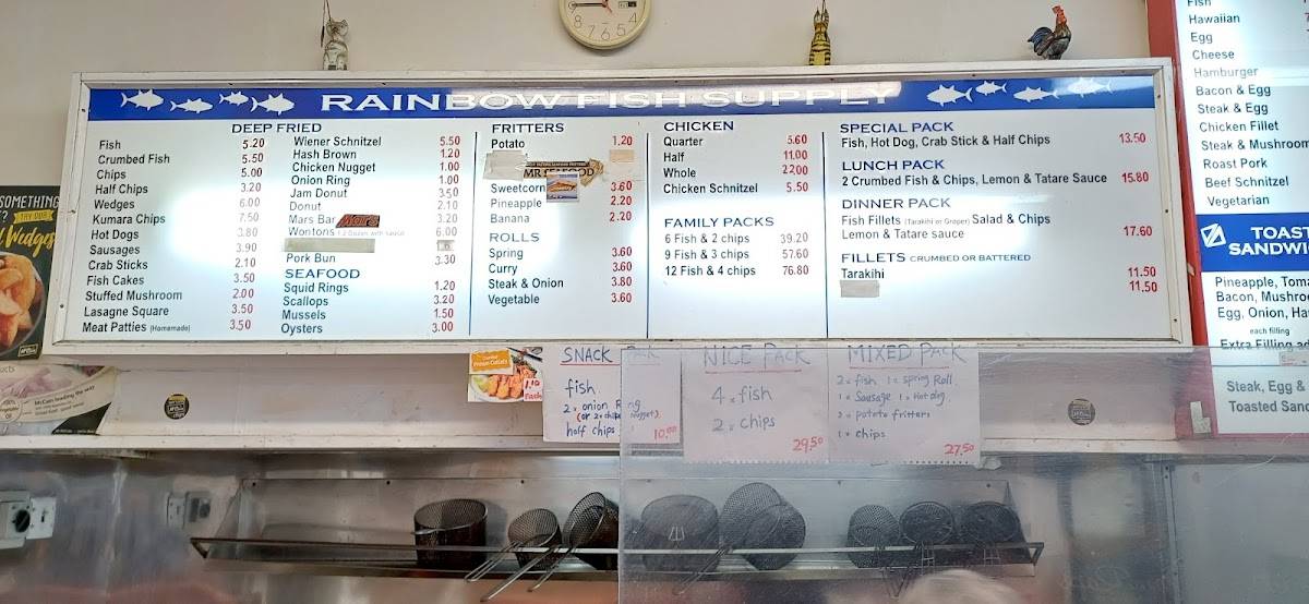Menu at Rainbow Fish Supply restaurant, Wellington