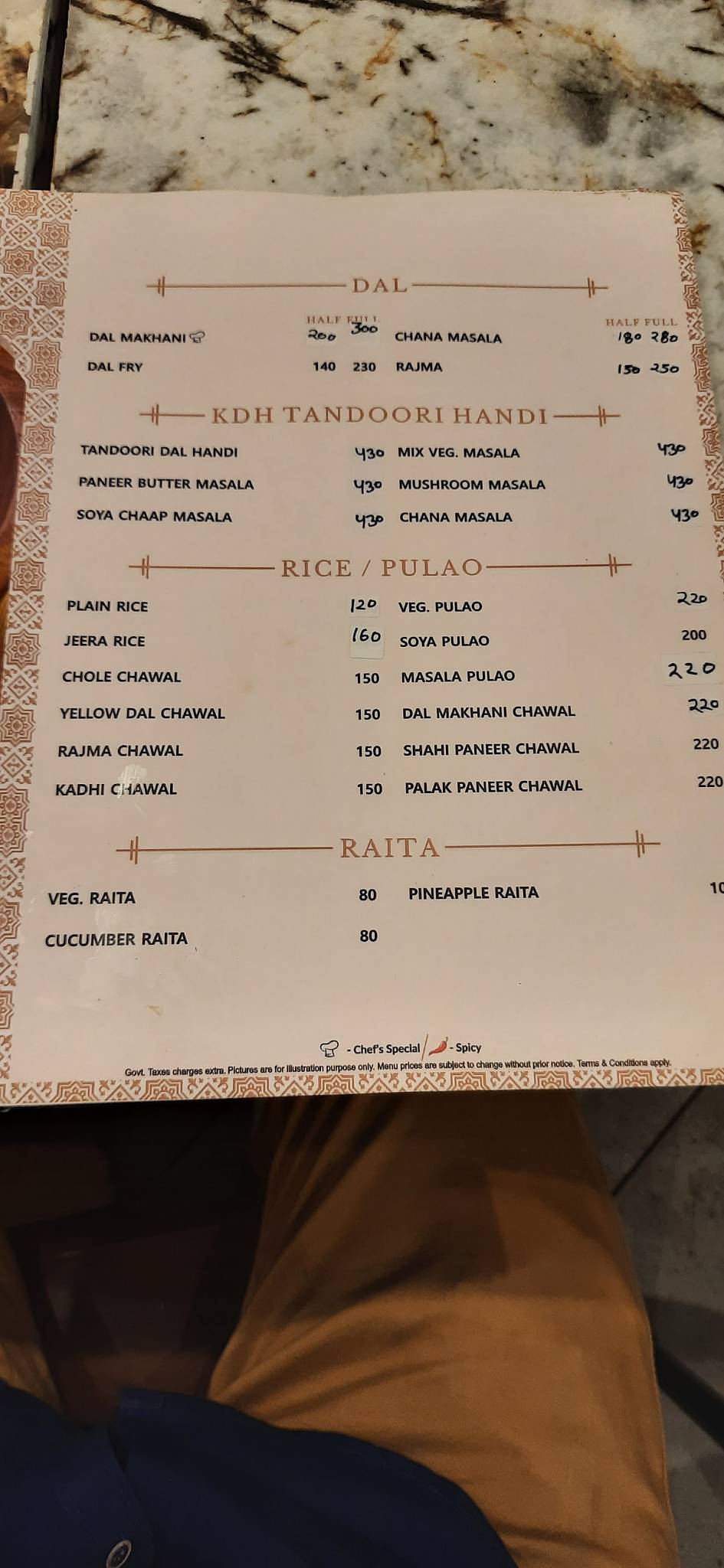 Menu at Kake Di Hatti Raipur, Raipur
