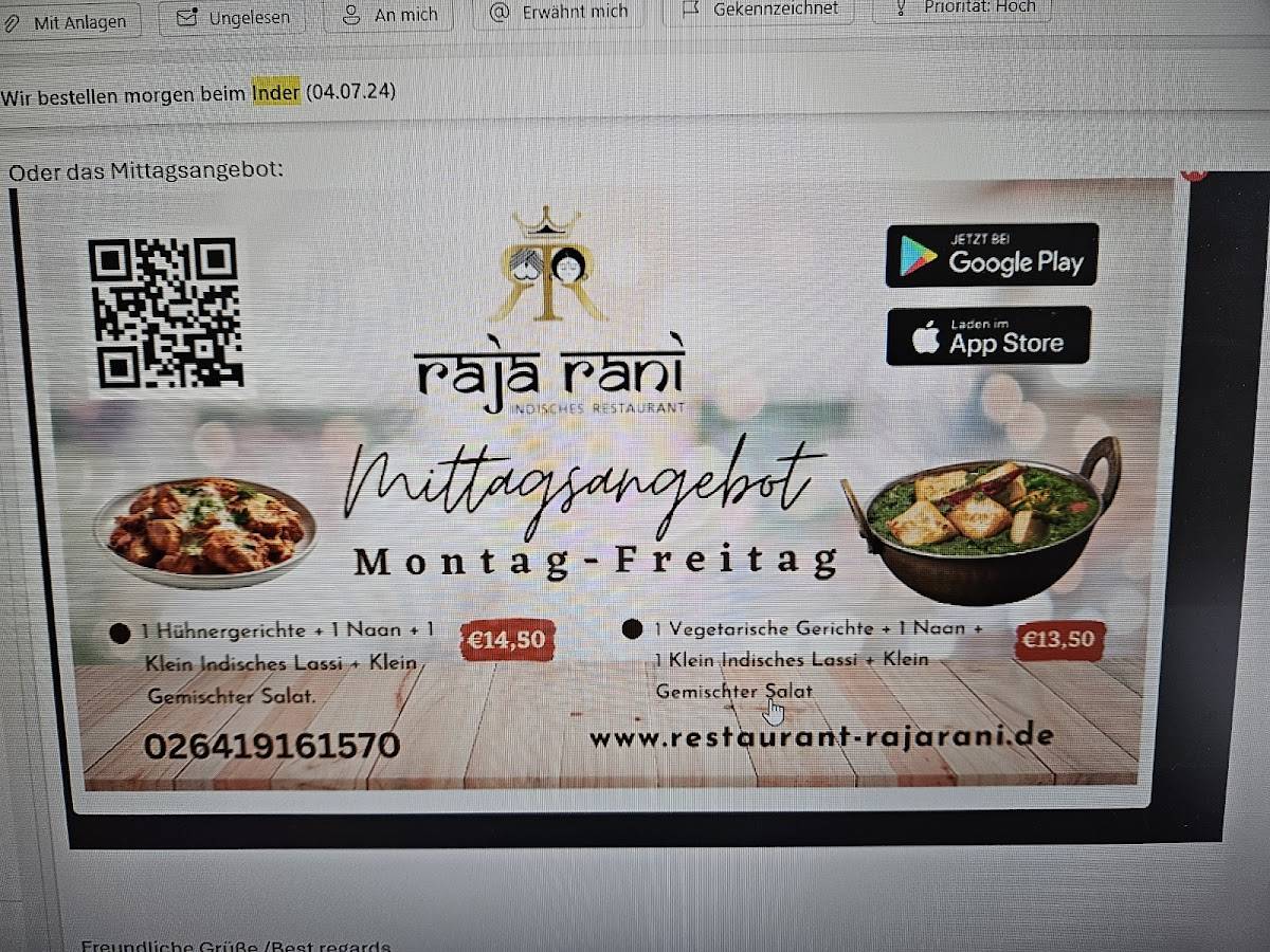Speisekarte von Raja Rani Restaurant, Bad Neuenahr-Ahrweiler