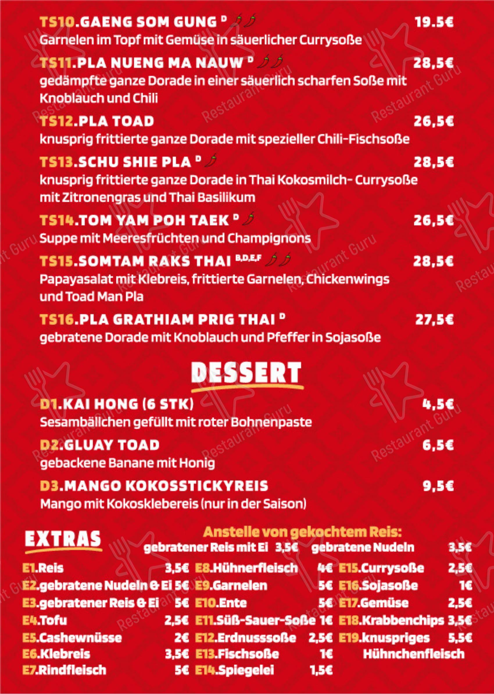 Speisekarte von Raks Thai Originales Thairestaurant, Bad Vilbel