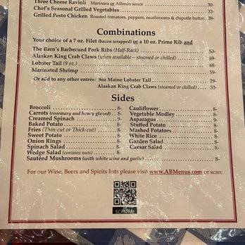 Menu at Angus Barn, Raleigh, Glenwood Ave