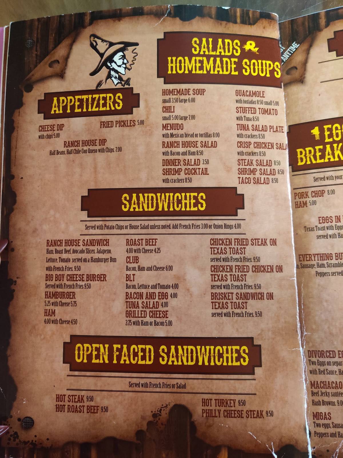 Menu at Ranch House Restaurant, Lovington