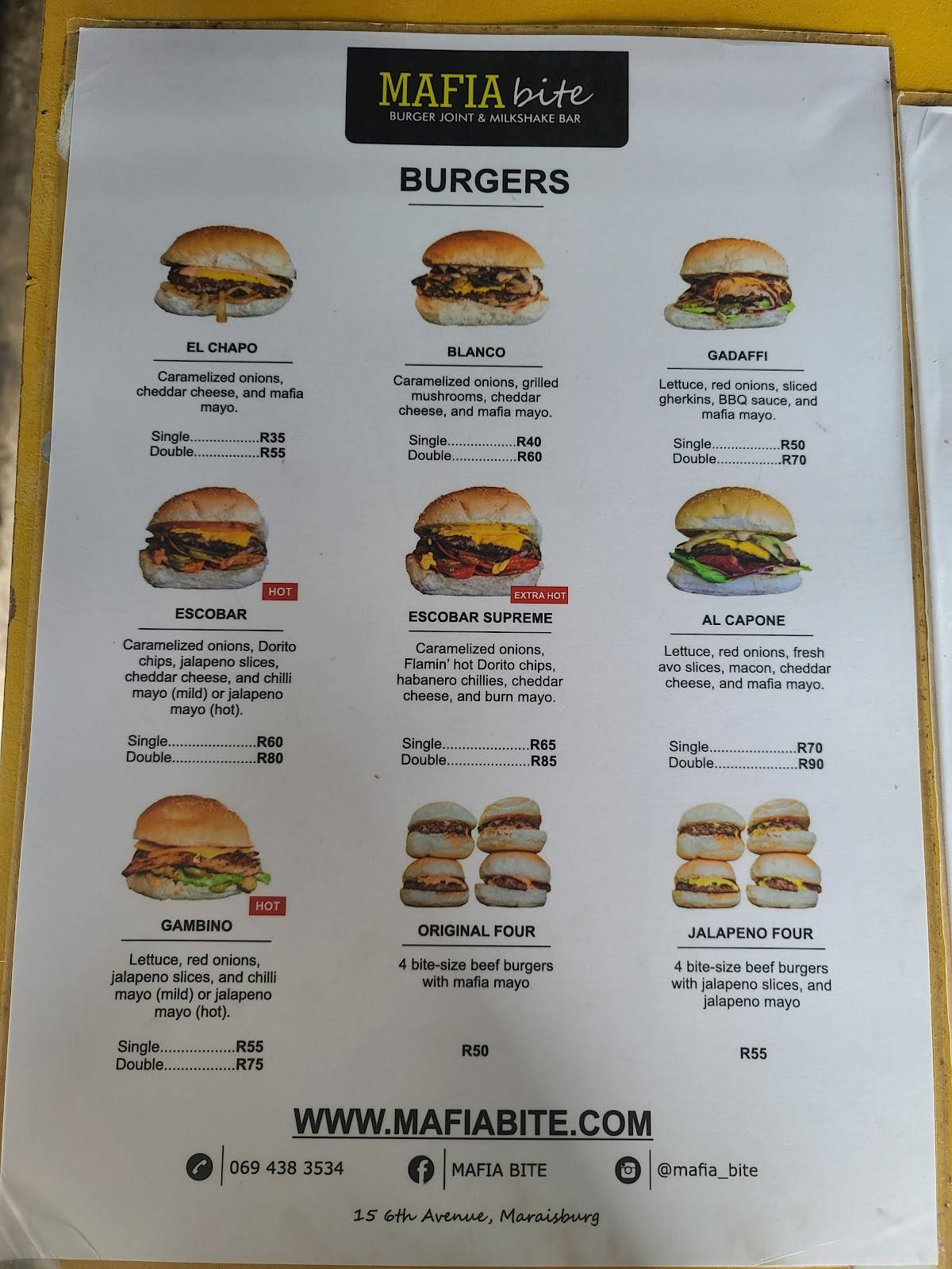 Menu at Mafia Bite - Maraisburg restaurant, Randburg