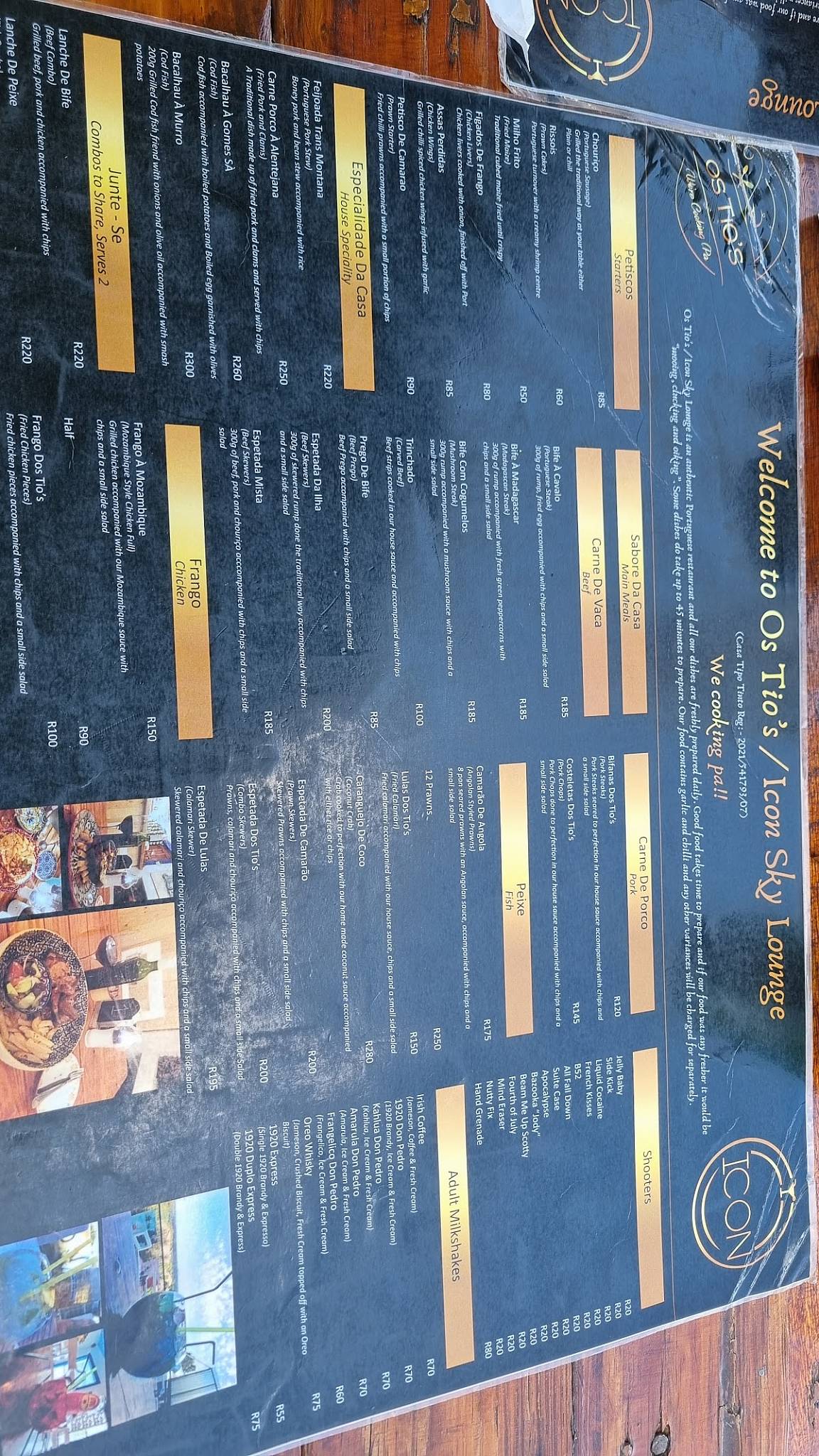 Menu at Os Tio's Restaurant & Sky Bar, Randburg