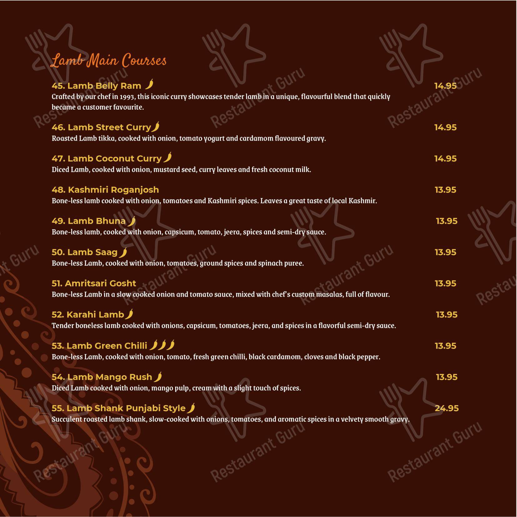 Menu at Rani Indian Restaurant, Newcastle Upon Tyne, Newcastle upon Tyne