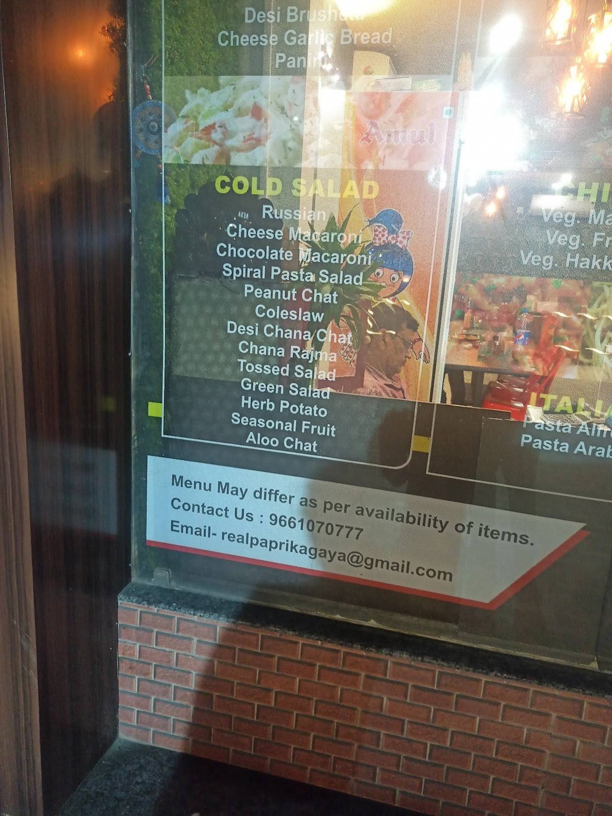 Menu at Real Paprika Gaya, Gaya
