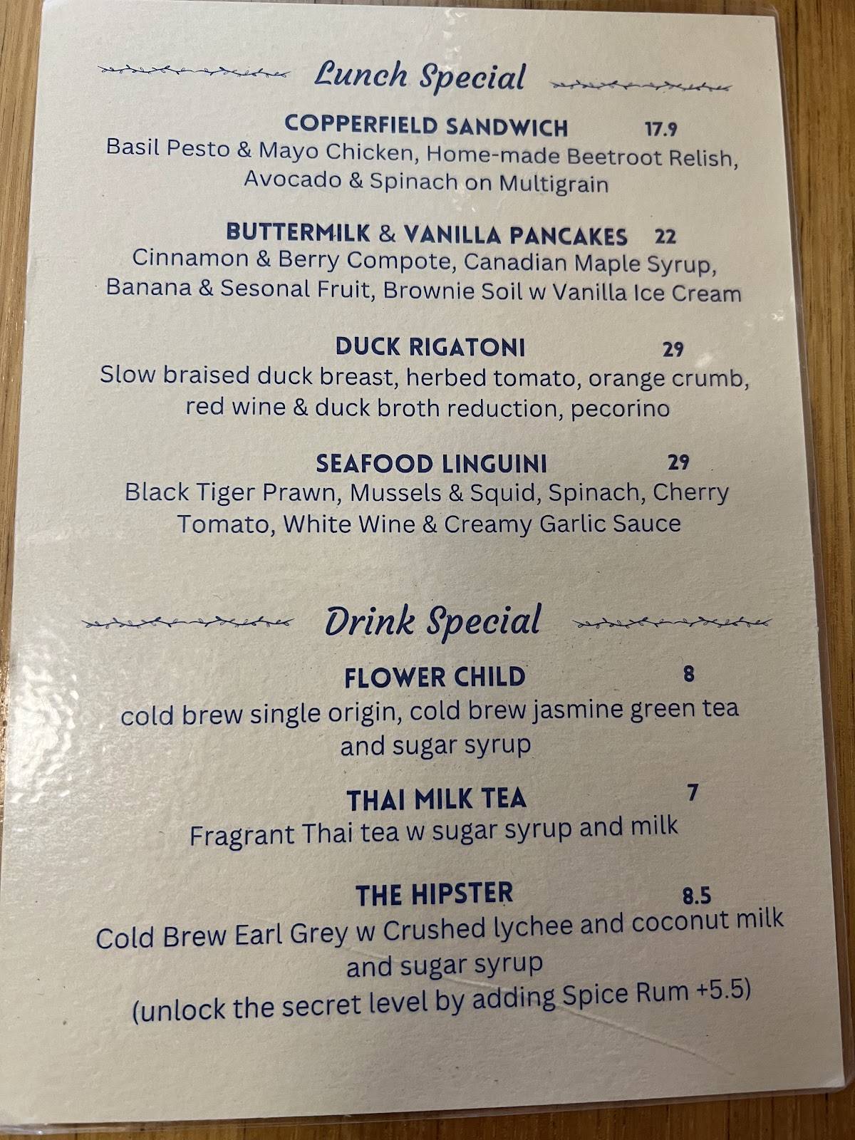 Menu at Red Cup Cafe, Box Hill
