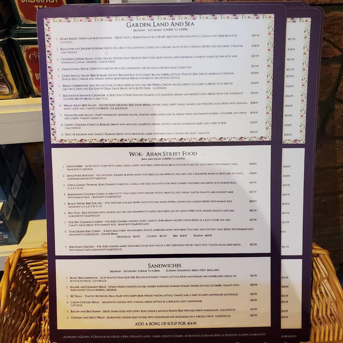 Menu at Red Earth - Lifestyle Store & Restaurant, Mullingar
