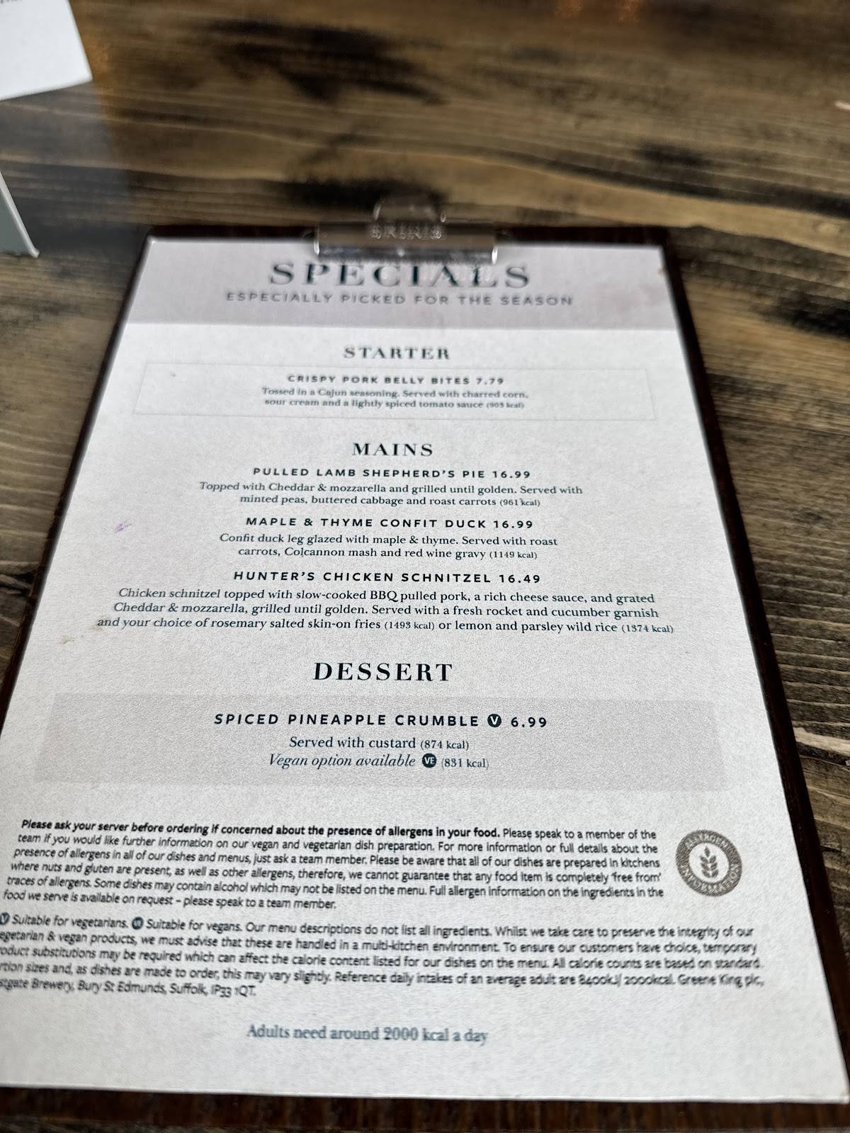 Menu at Red Lion pub & bar, Banbury, The Green