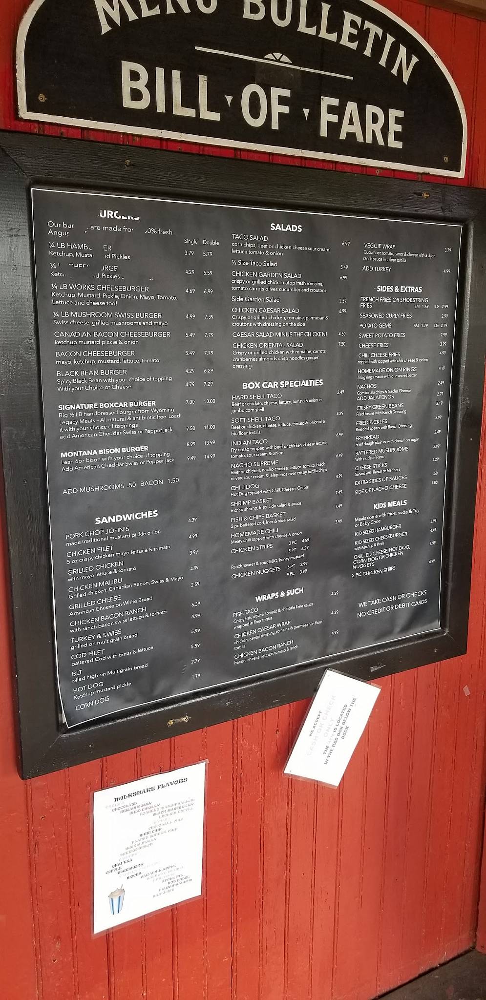 Menu at Red Box Car restaurant, Red Lodge