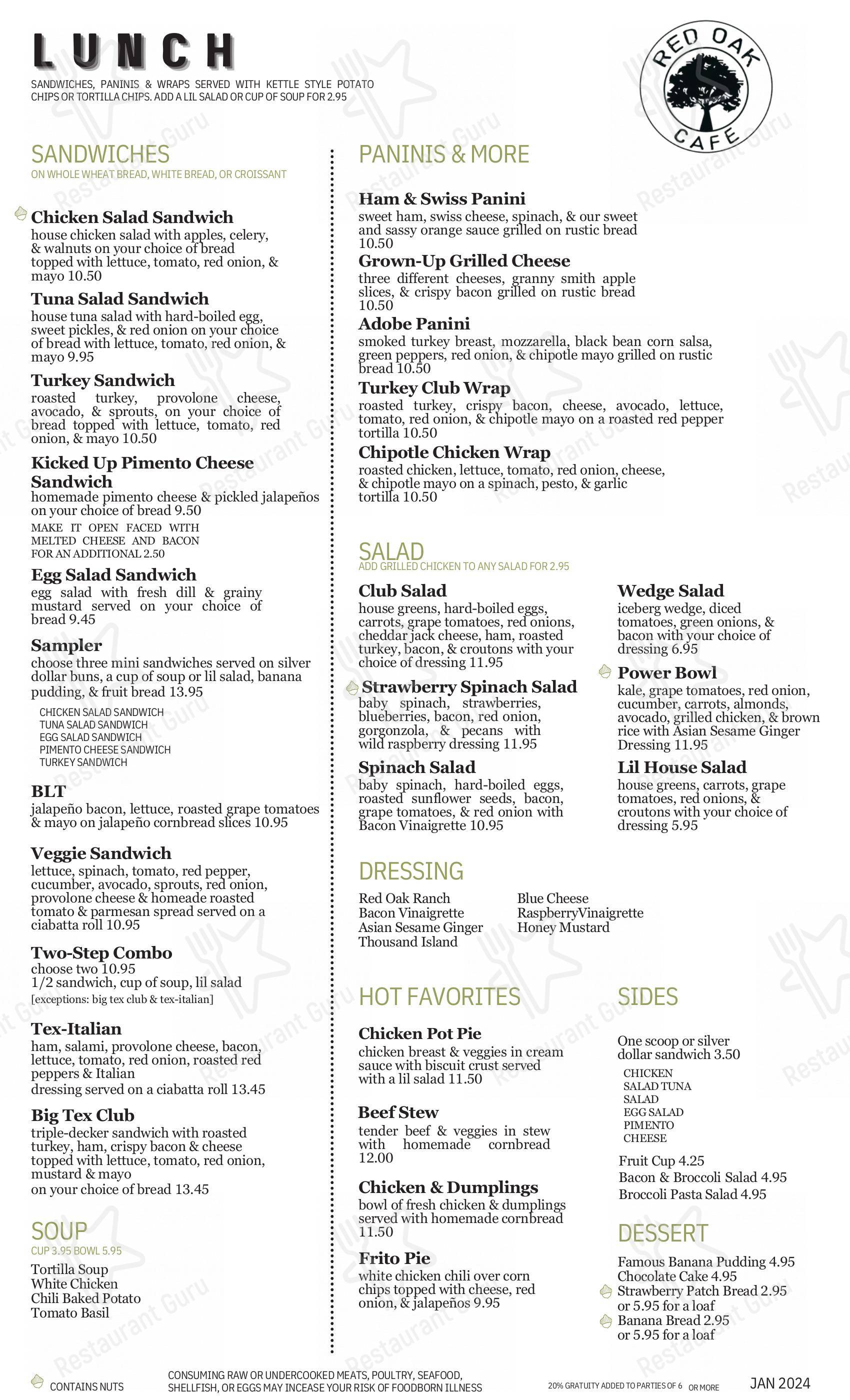 Menu at Red Oak Cafe - League City, League City