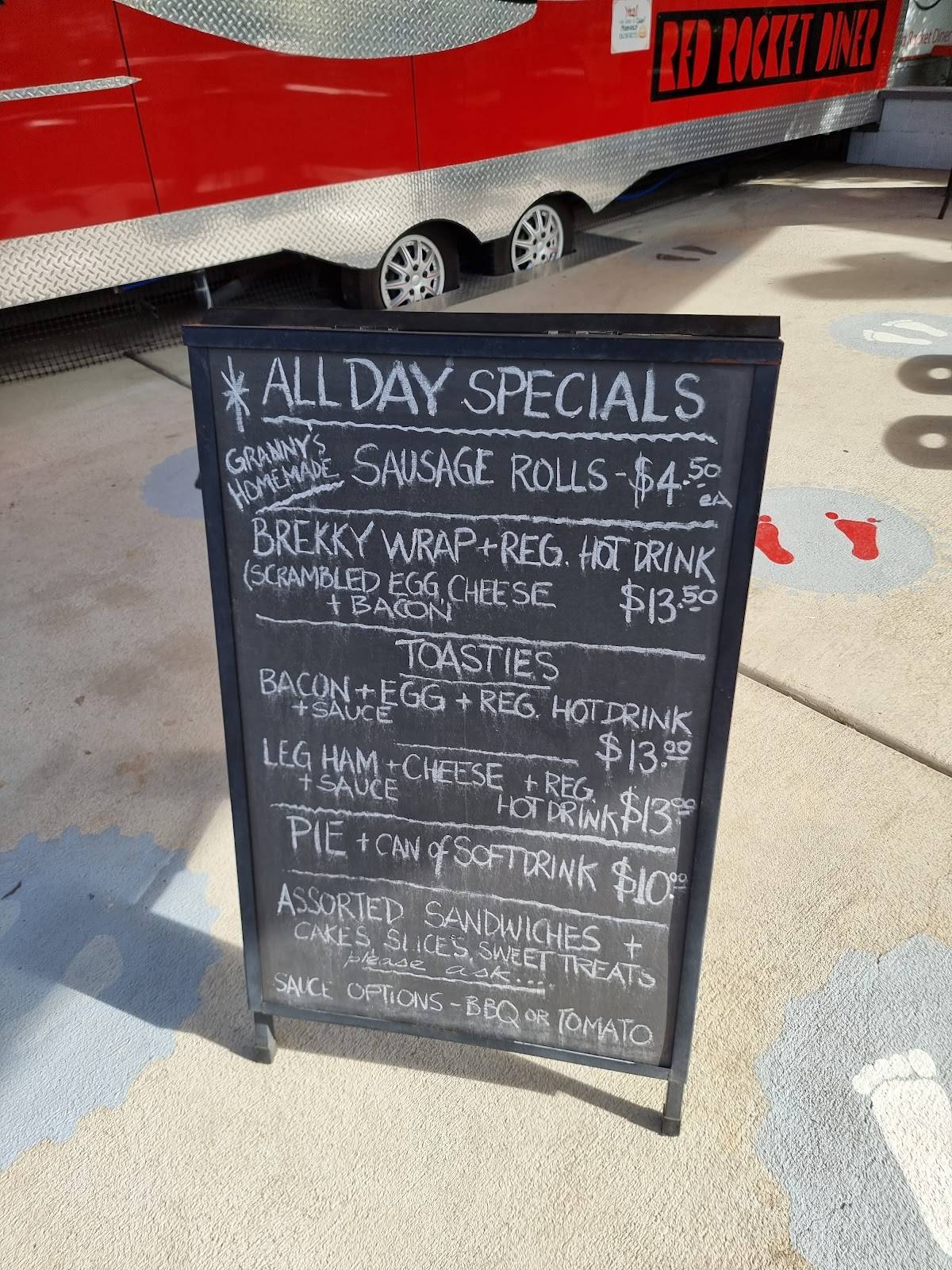 Menu at Red Rocket Diner cafe, Bororen