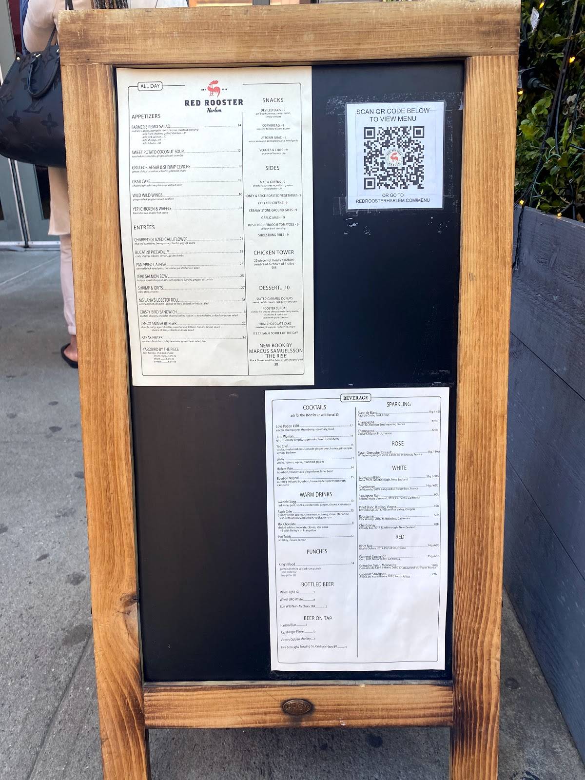Menu at Red Rooster Harlem pub & bar, New York City, 310 Lenox Ave