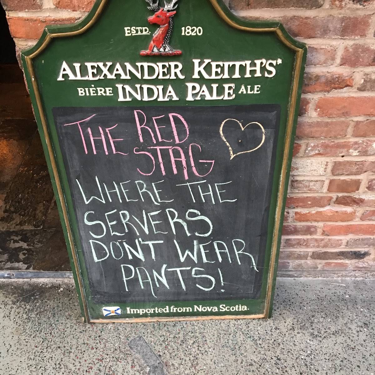 Menu at Red Stag Tavern pub & bar, Halifax