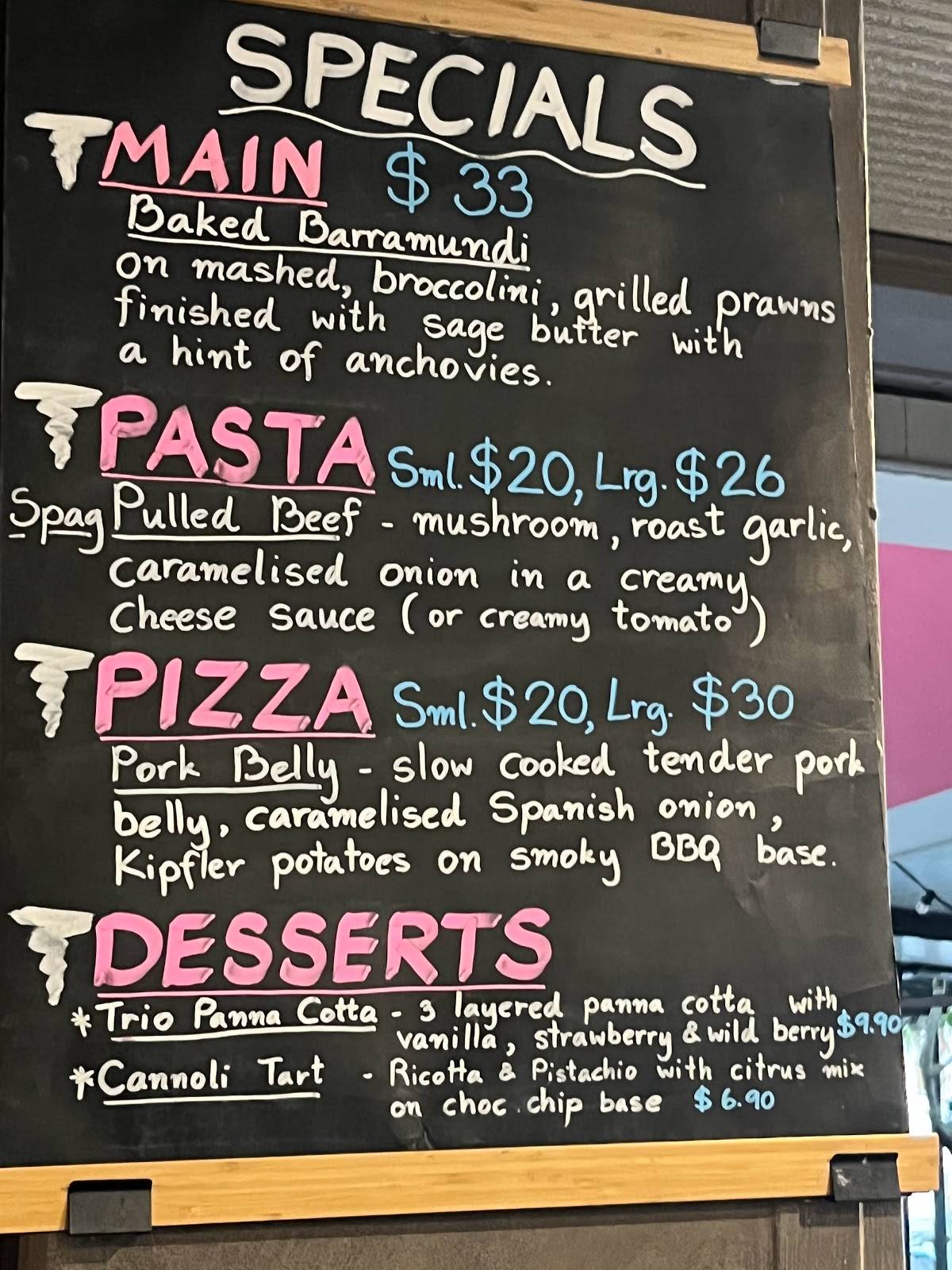 Menu at The Rustic Olive restaurant, Redcliffe