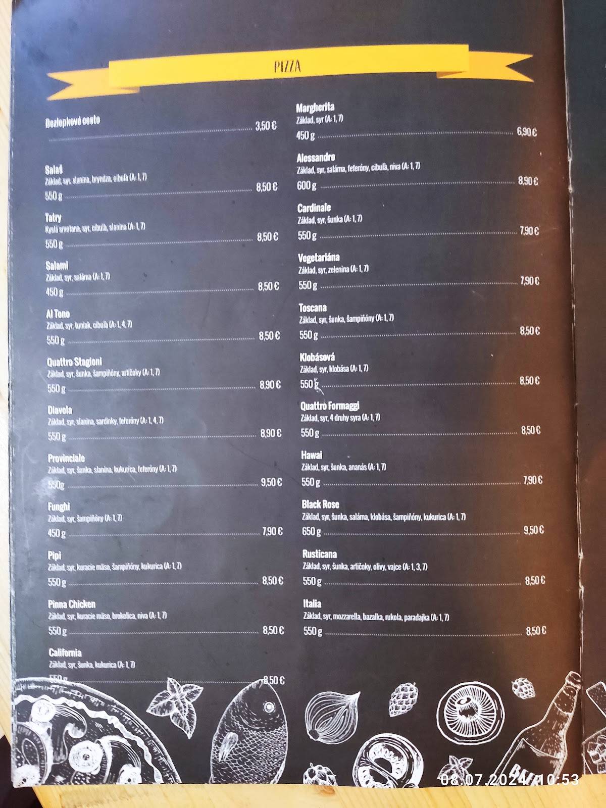 Menu at Reštaurácia Black Rose restaurant, Bratislava, Harmincova 3211 ...