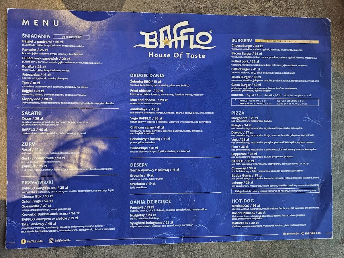Menu at Restauracja BAFFLO restaurant, Lublin