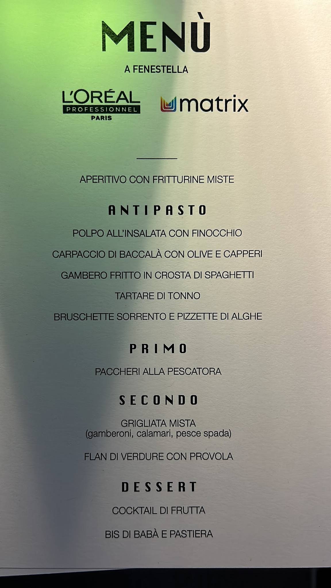 Menu da 'A Fenestella ristorante, Napoli, Calata Ponticello a Marechiaro