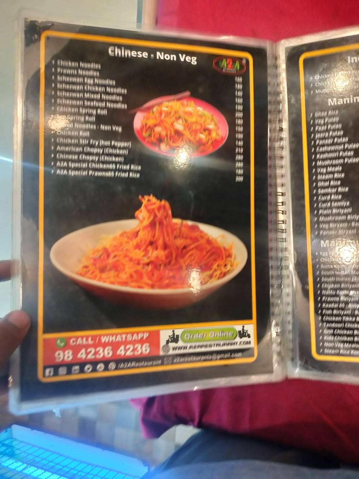 Menu at A2A Restaurant, Coimbatore