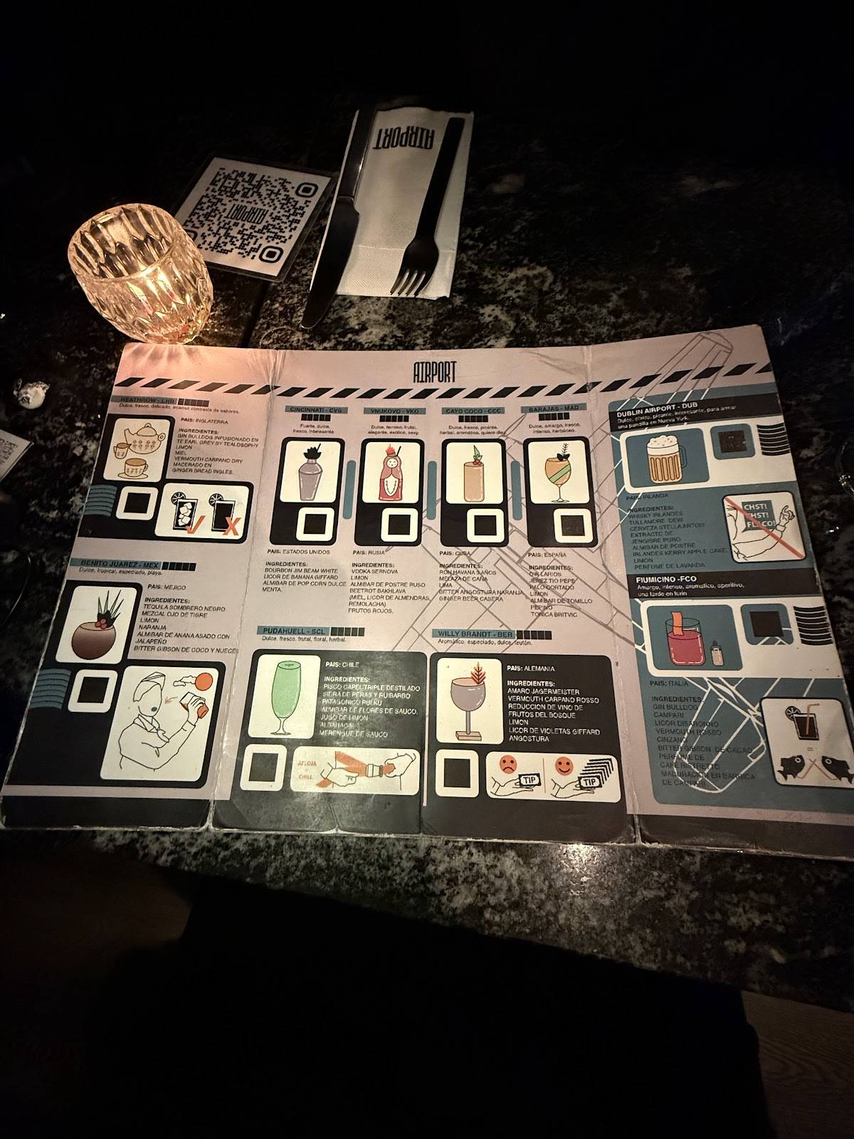 Menu at Airport Bar, Buenos Aires