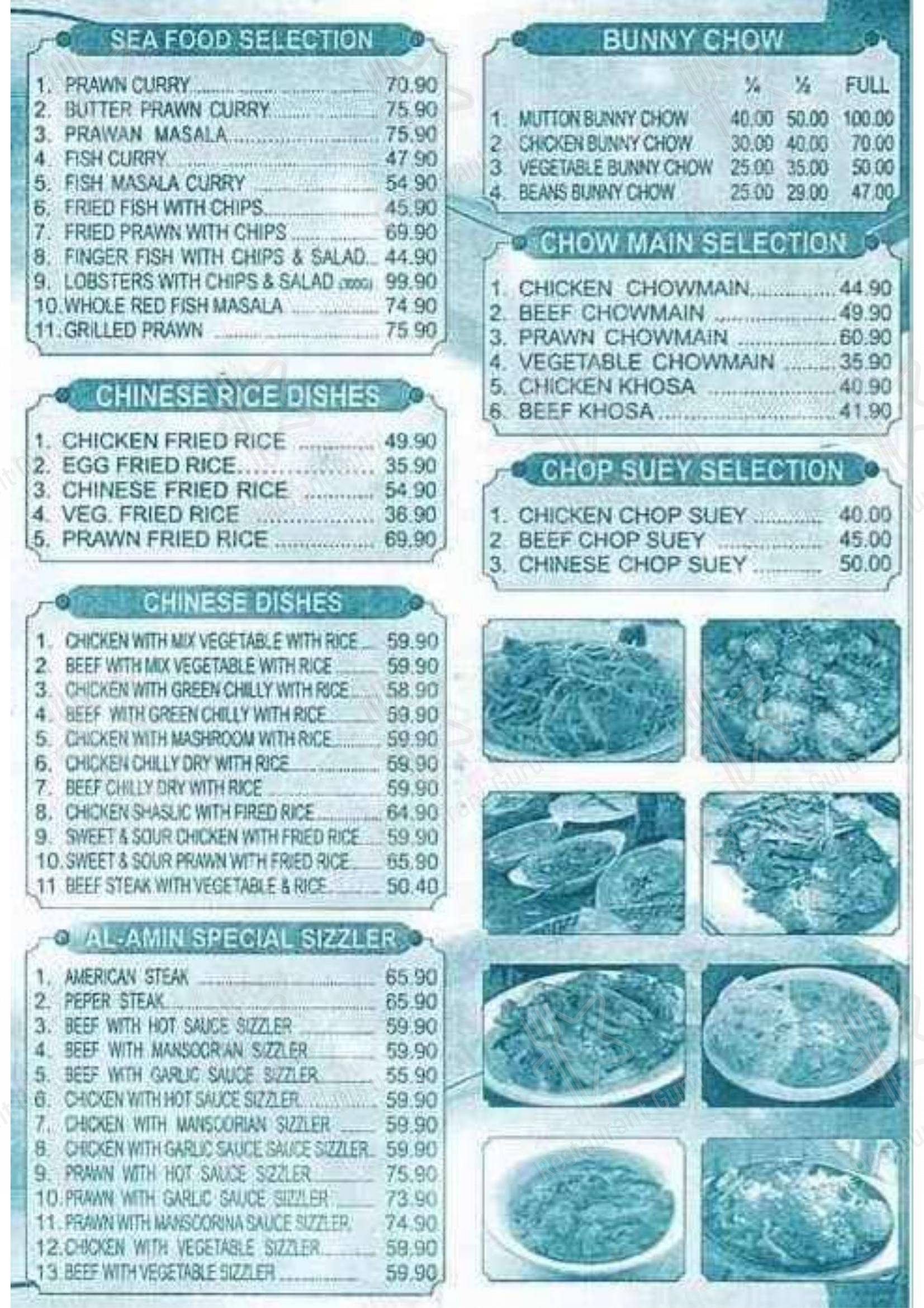 Menu at Al-Amin Restaurant & Take Aways, Centurion