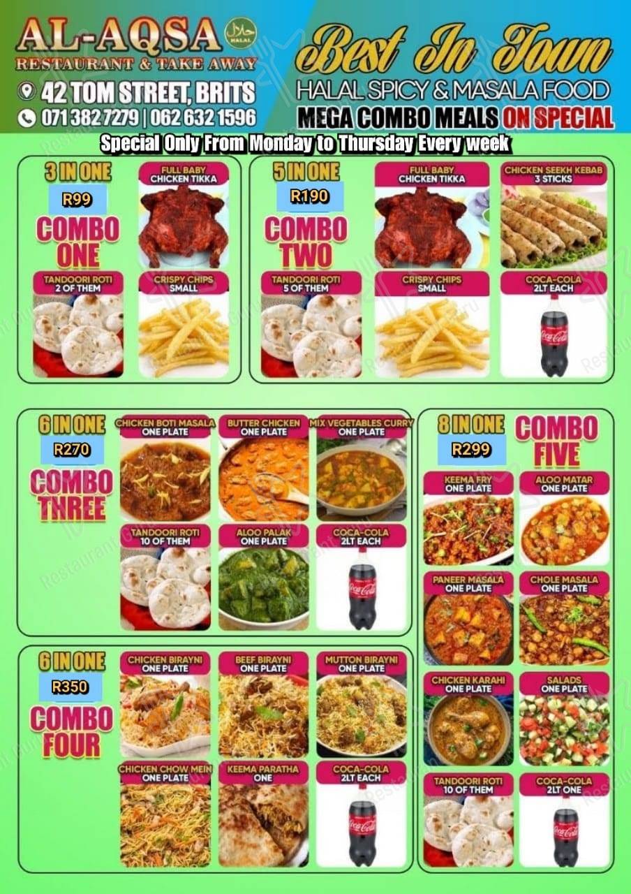 Speisekarte von Al-Aqsa restaurant & Take Away, Brits