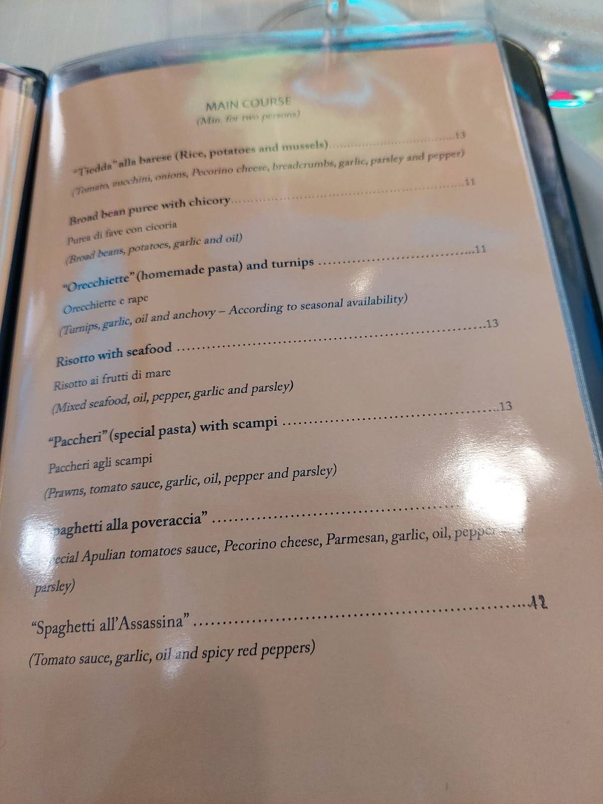 Menu at Al Sorso Preferito restaurant, Bari