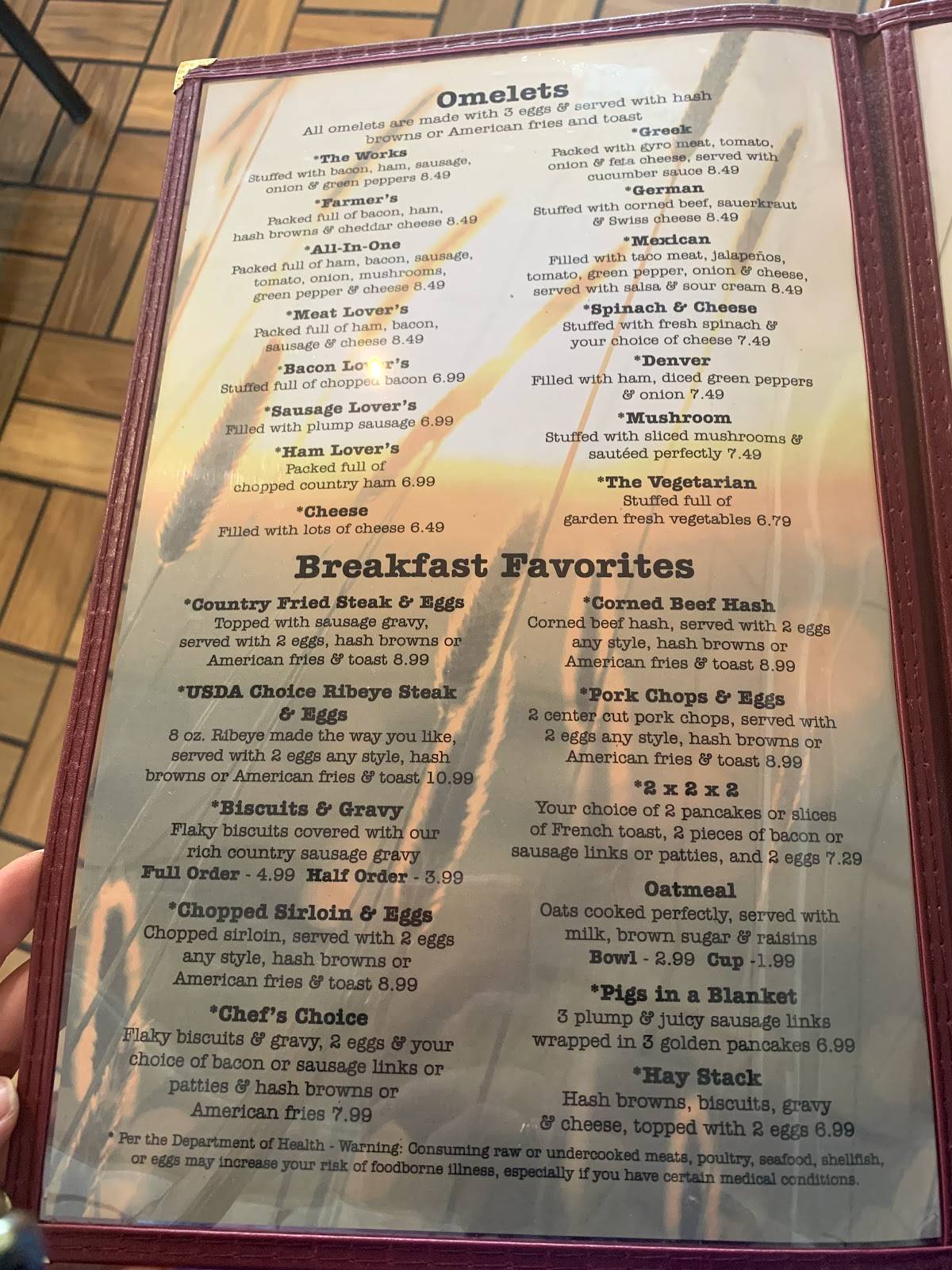 Menu at American Table Family Restaurant, Washington