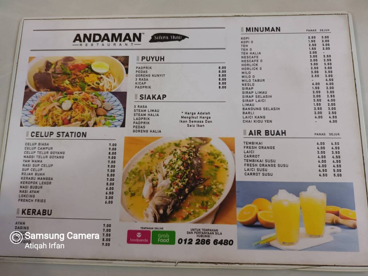 Menu at Andaman Restaurant, Shah Alam