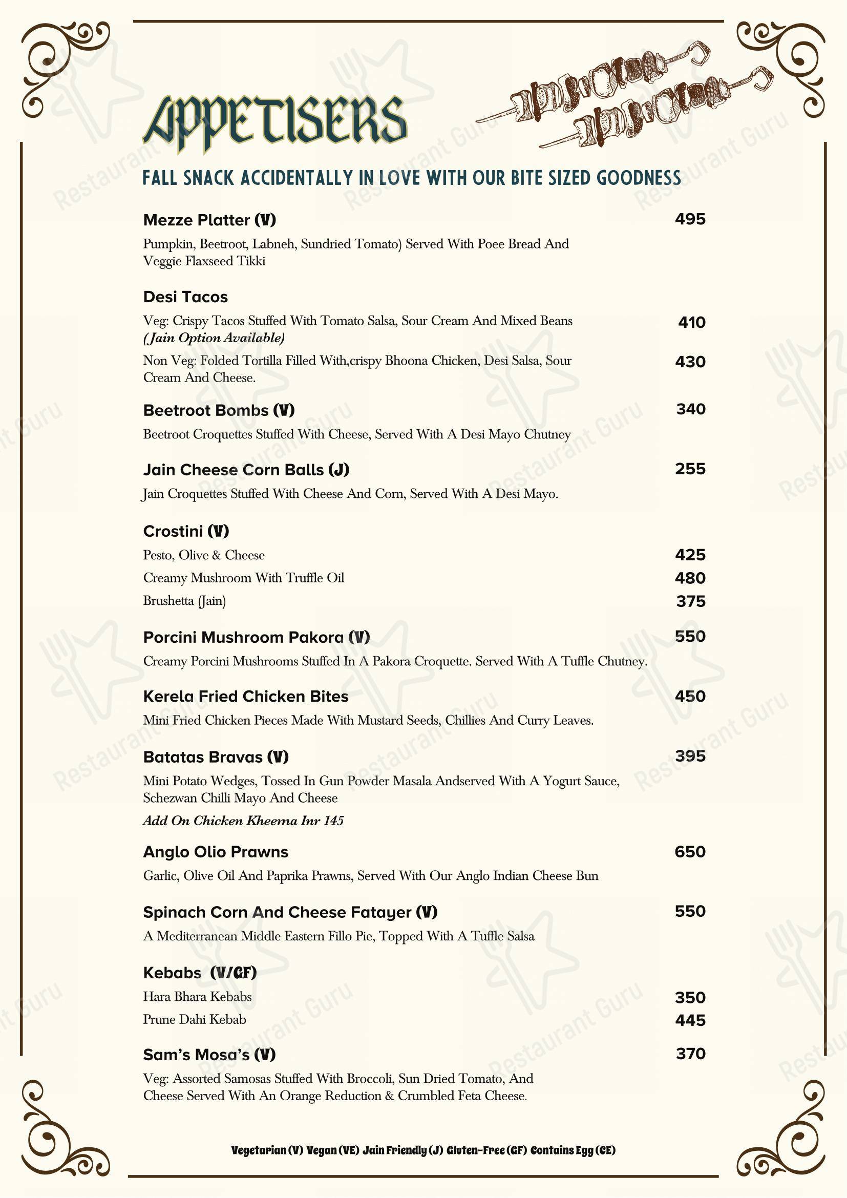 Menu at Anglo Indian Cafe, Lonavala