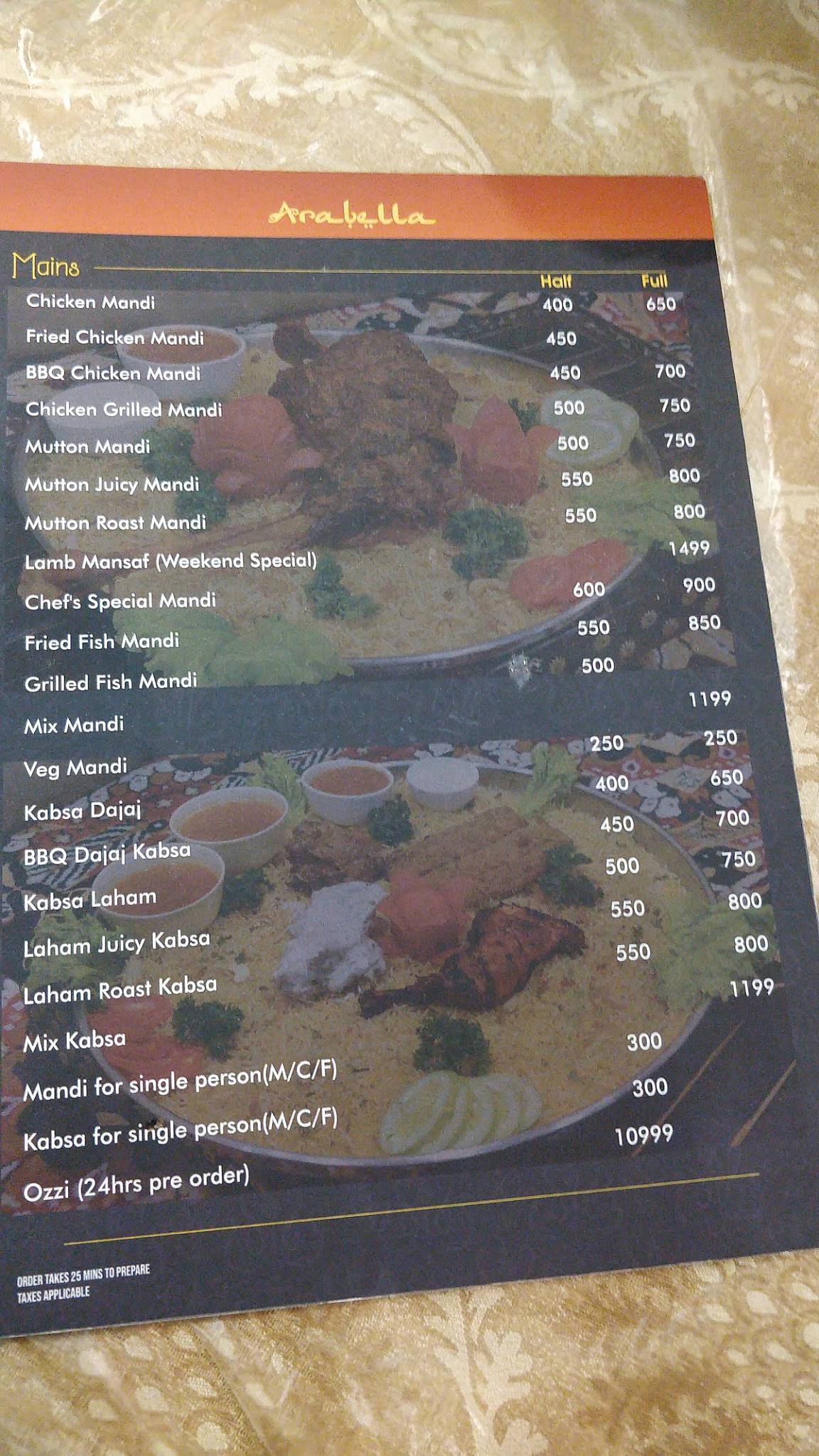 Menu at Arabella House Of Arabic & Lebanese Cuisine, Hyderabad