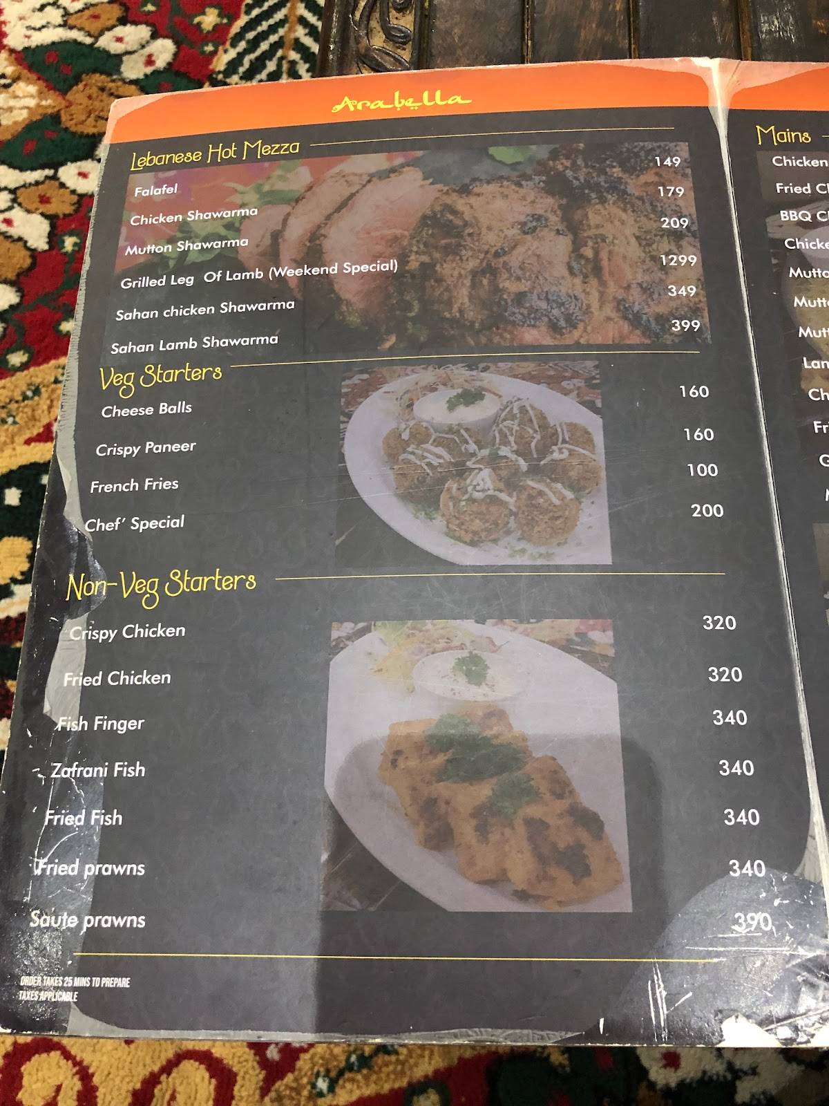 Menu at Arabella House Of Arabic & Lebanese Cuisine, Hyderabad