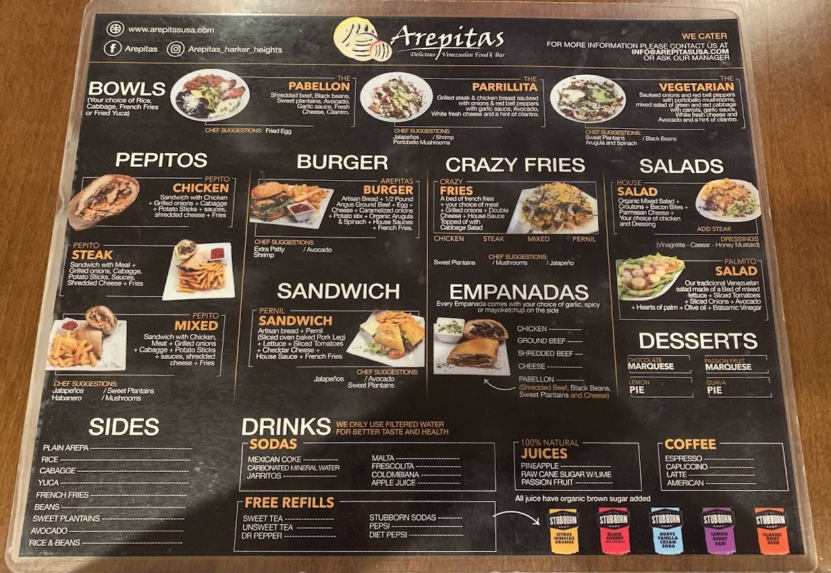Menu at Arepitas (Harker Heights) restaurant, Harker Heights, 440 E ...