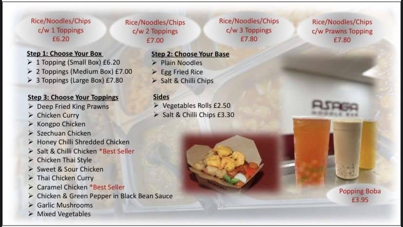 Menu at Asaga Noodle Bar Swindon, Swindon