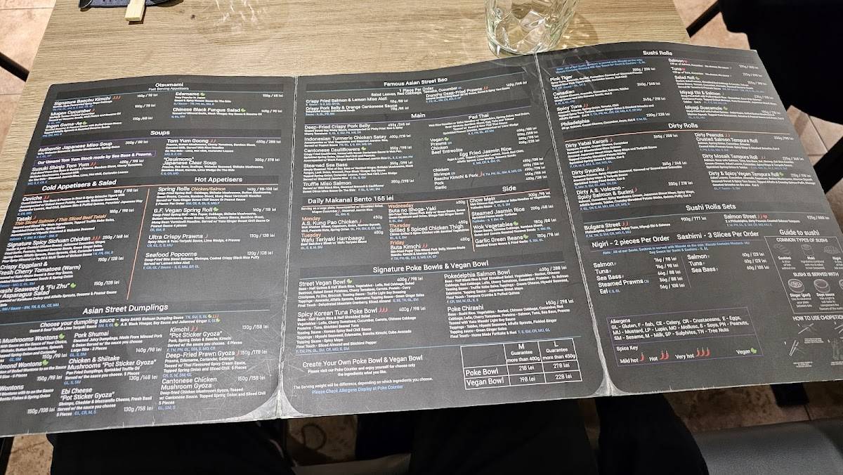 Menu at Asian Street, Chisinau