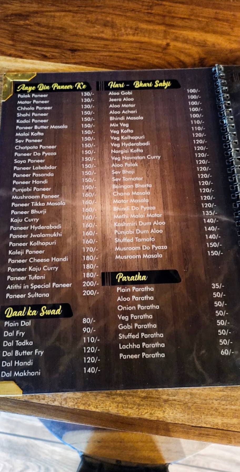 Menu at Atithi inn restaurant, Datia