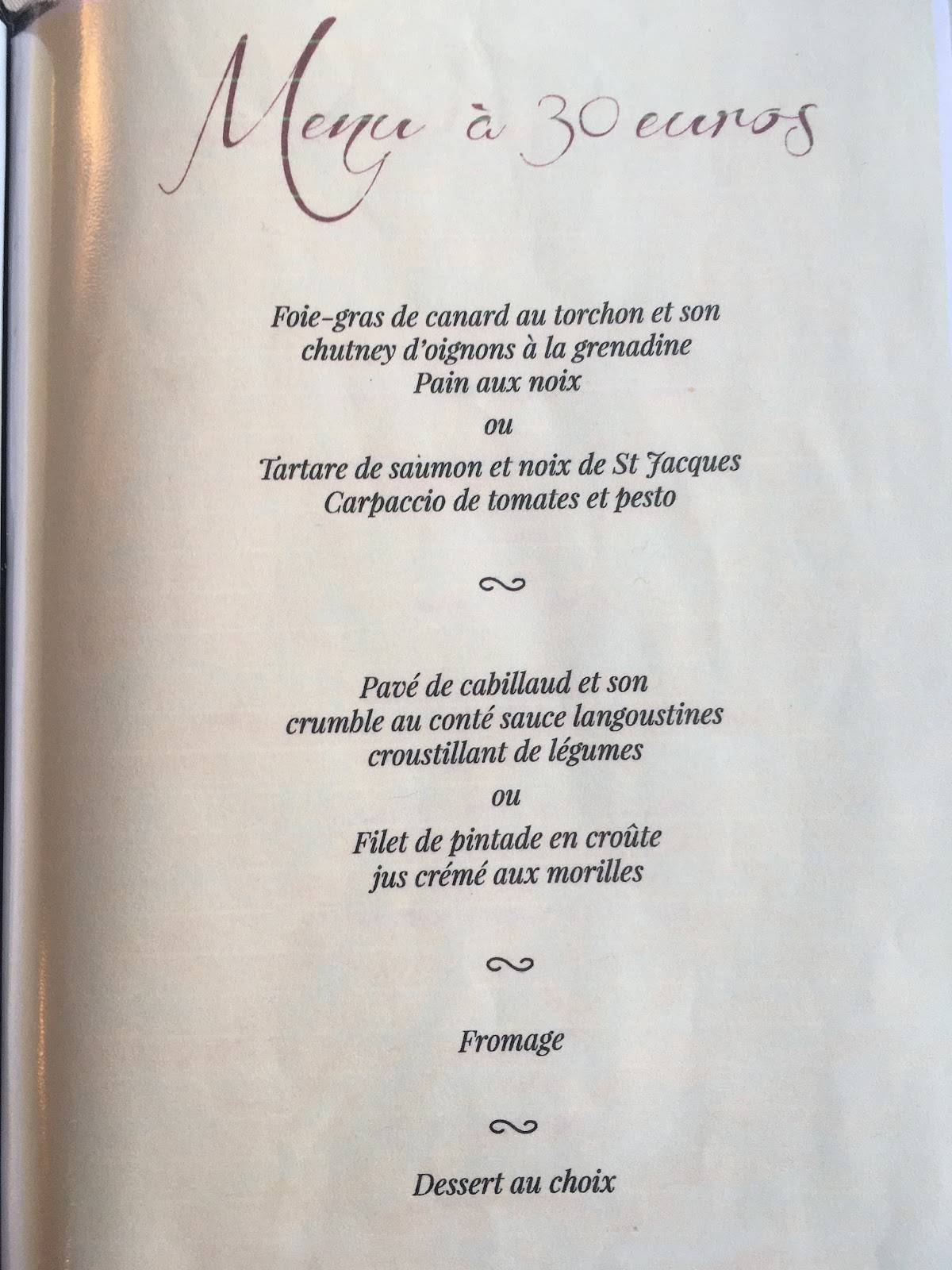 Menu au Au Vieux Four restaurant, Les Quatre-Routes-du-Lot