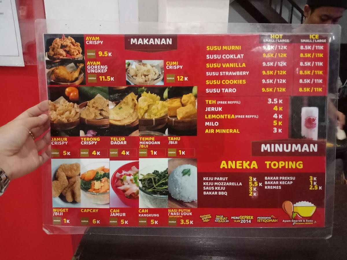 Menu at Ayam Geprek & Susu (PREKSU) restaurant, Malang
