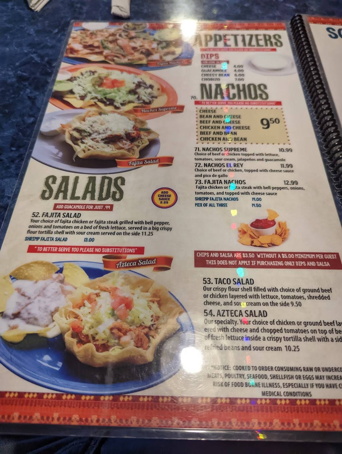 Menu at Aztecas Mexican Grill restaurant, Pell City