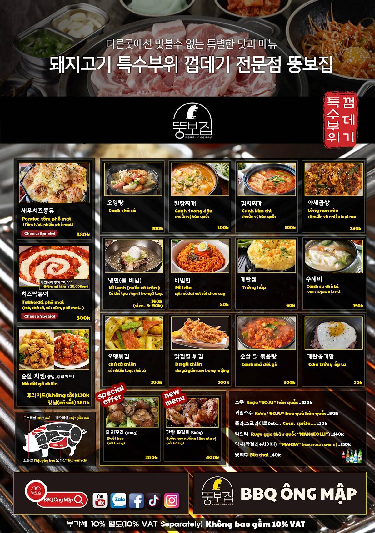 Menu at BBQ Ông Mập Láng Hạ, Hanoi