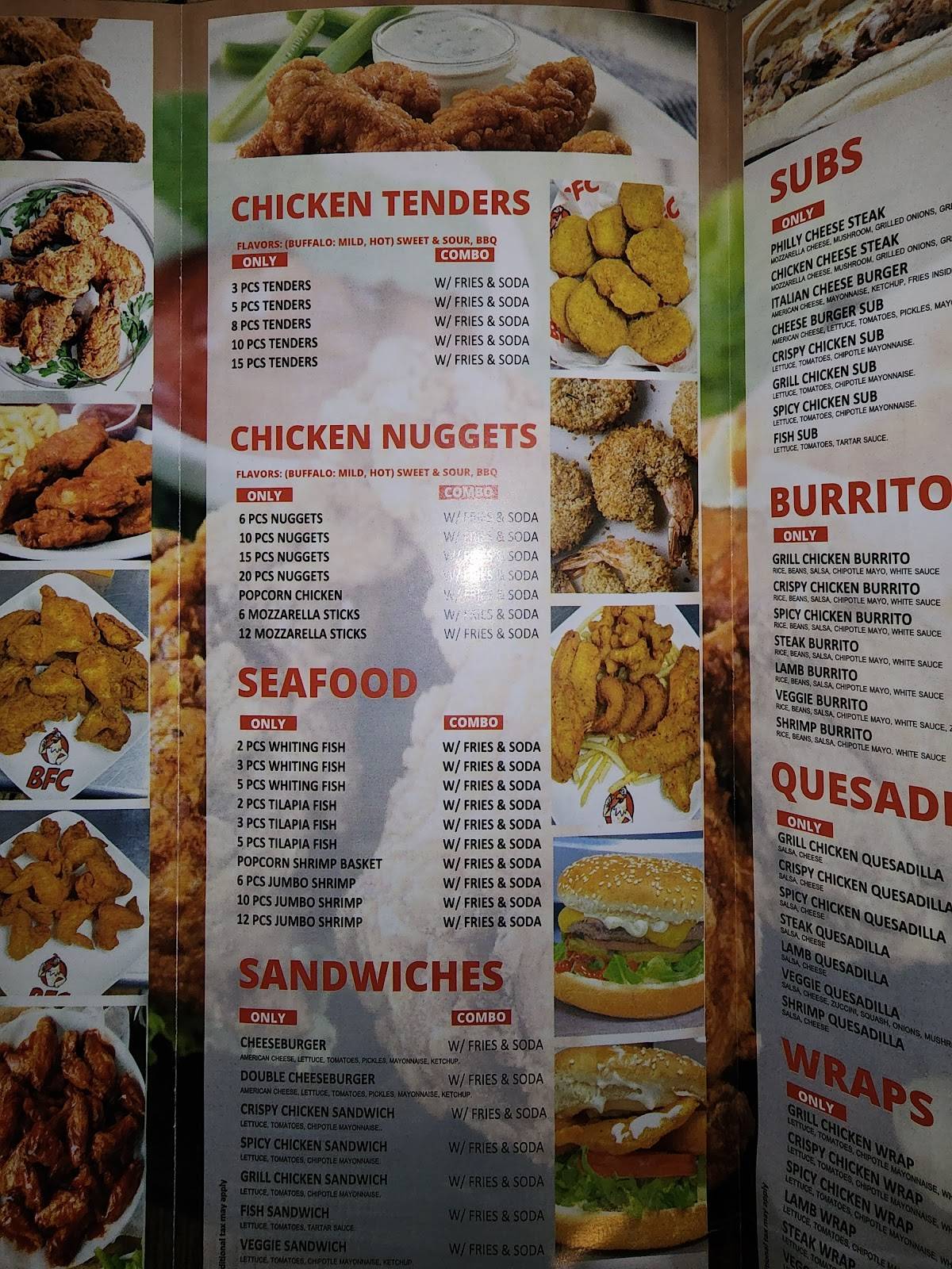 Menu at BFC: Boston Fried Chicken And Burritos restaurant, Brockton ...