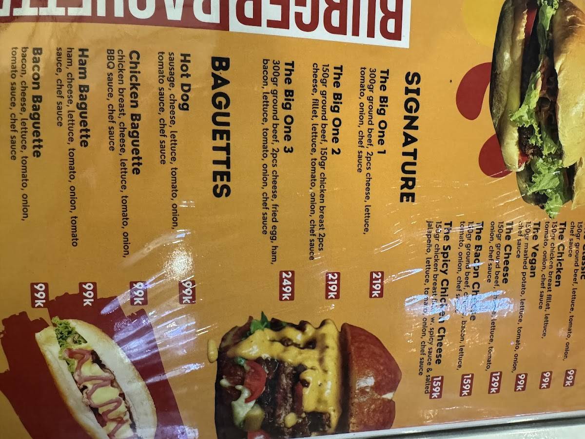 Menu at BURGER NGON HUE restaurant, Hue
