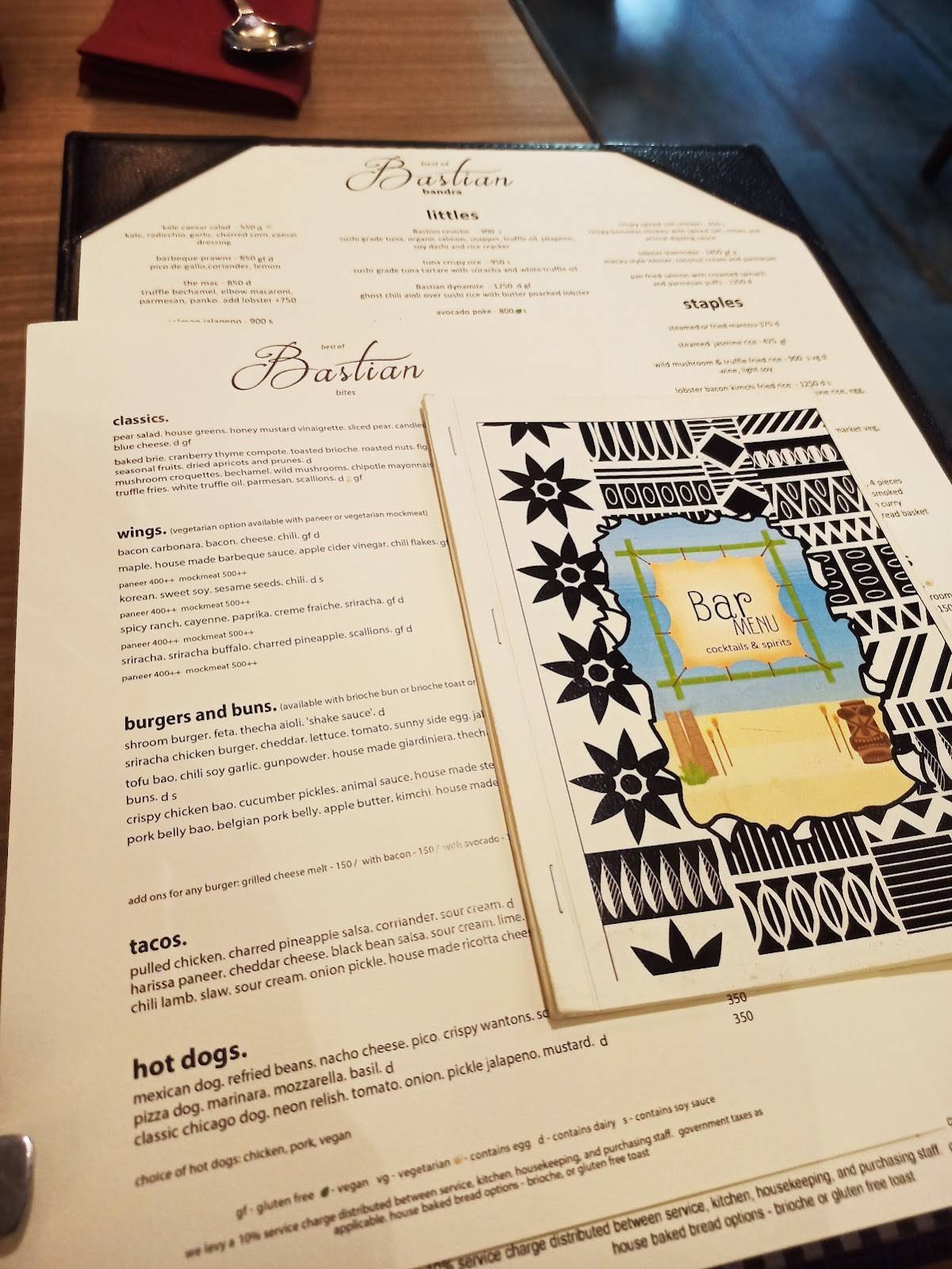Menu at Bastian, Bandra, Mumbai, Kamal Building