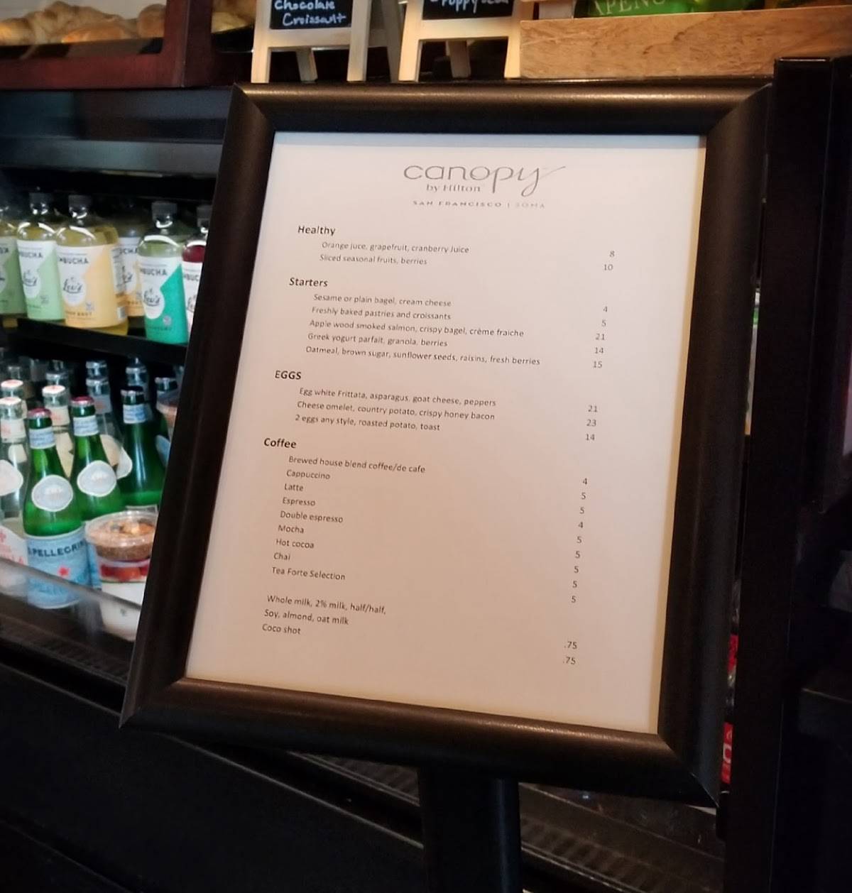 Menu at Bean Bar Cafe, San Francisco