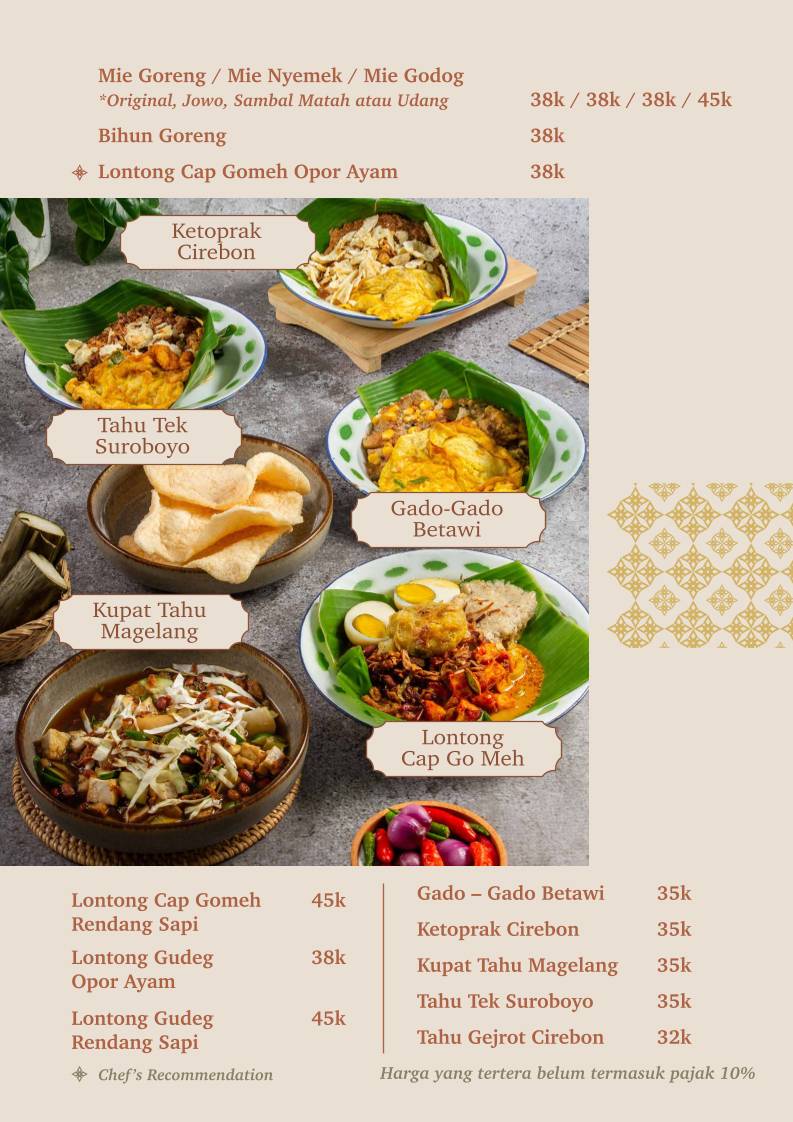 Menu at Bhinneka Indonesian Resto & Cafe, Batam
