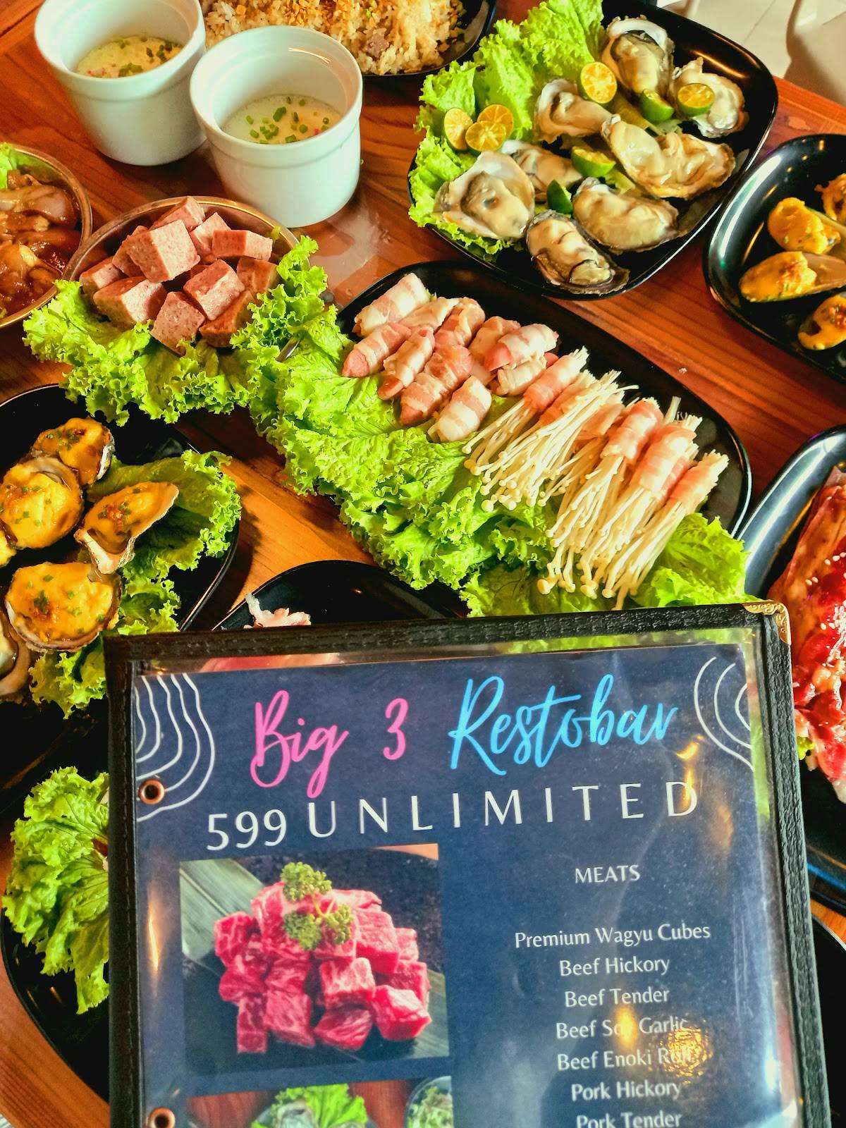 Carta de Big 3 Restobar, Ciudad Quezon